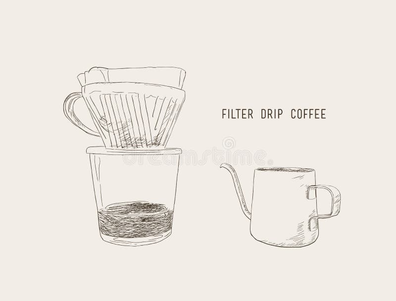 How To Pour Over Coffee Portable, Sketch Vector. Stock Vector ...