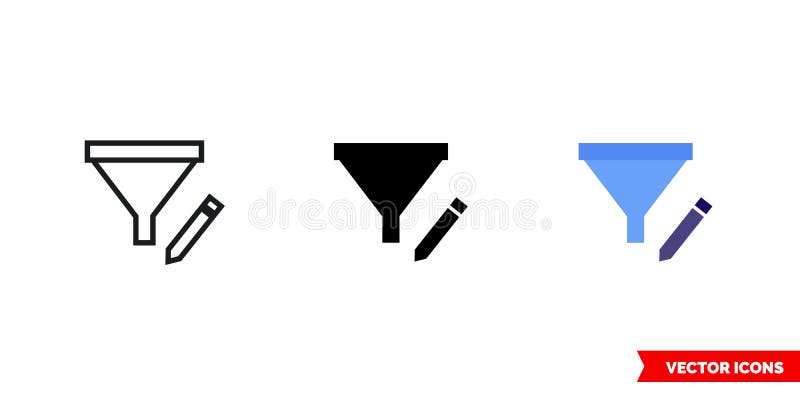 Filter Edit Icon of 3 Types Color, Black and White, Outline. Isolated ...