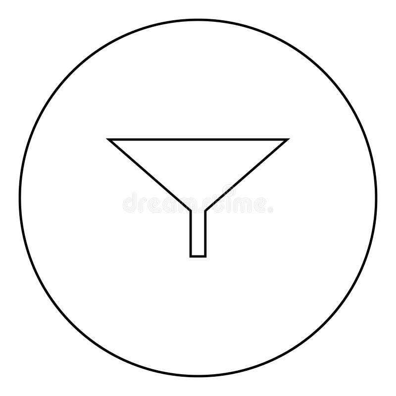 Filter or Funnel Black Icon in Circle Outline Stock Vector ...