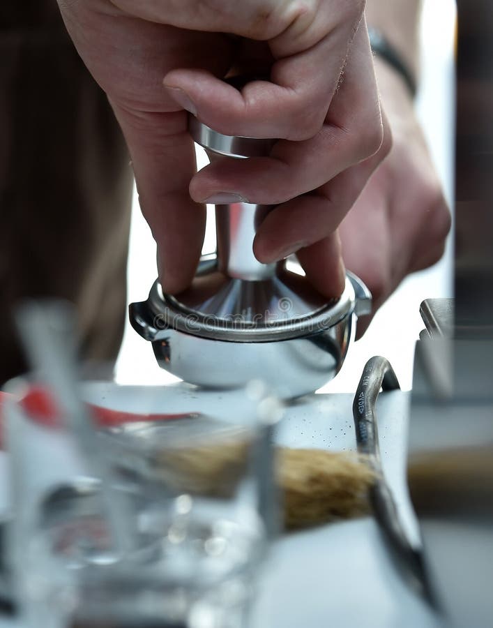 Filter Holder Filled with Freshly Ground Coffee. Espresso Accessory ...