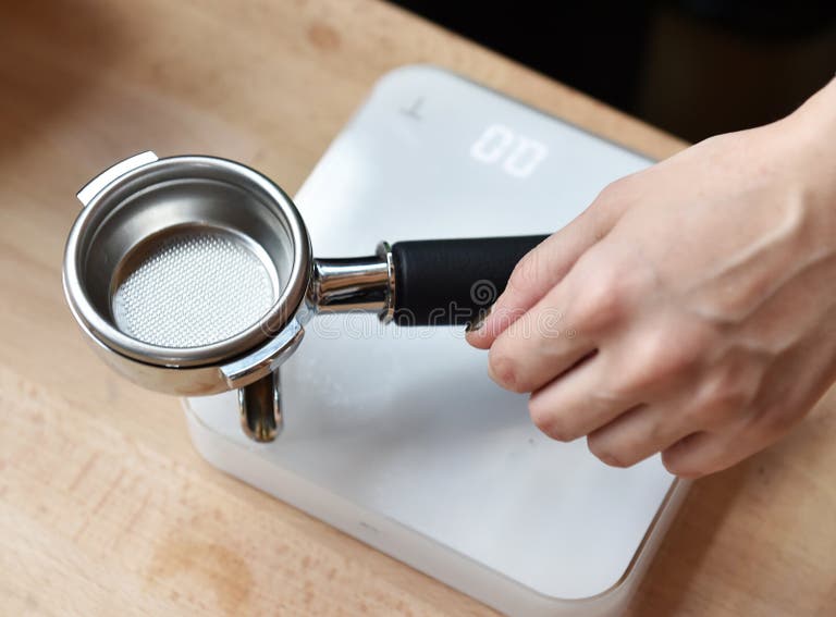 Filter Holder Filled with Freshly Ground Coffee. Espresso Accessory ...