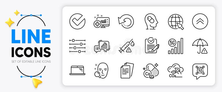 Filter, Medical Analytics and Co2 Gas Line Icons. for Web App. Vector ...