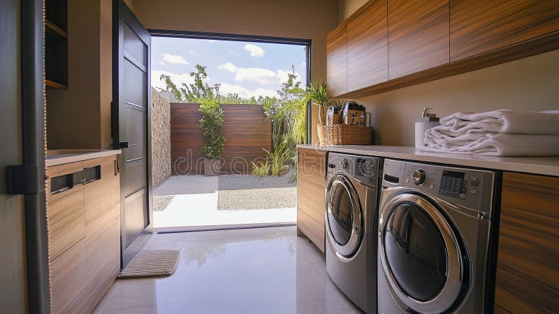 Filter Panel Installation in Modern Utility Room. Stock Photo - Image ...