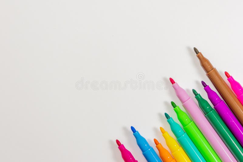 Filter Pens of Various Colors on White Background Stock Image - Image ...
