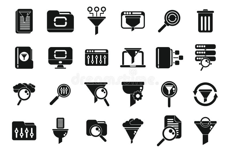 Filter Search Icons Set Simple Vector. Filter Interface Stock Vector ...