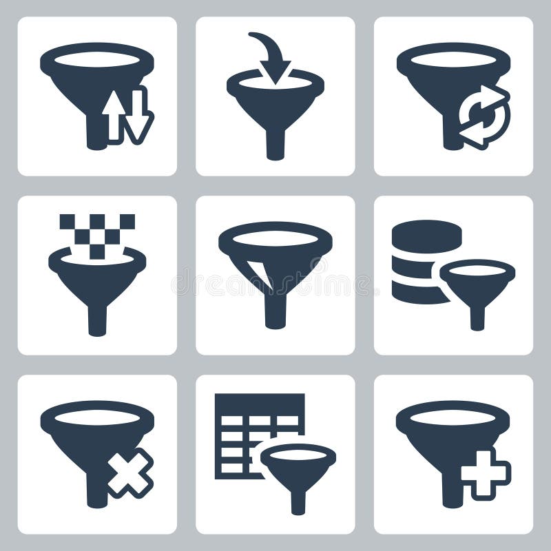 Filterbezogene Symbole vektor abbildung. Illustration von schattenbild ...