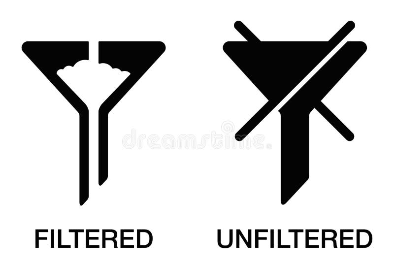 Filtered and Unfiltered Icon for Product Labeling Stock Illustration ...