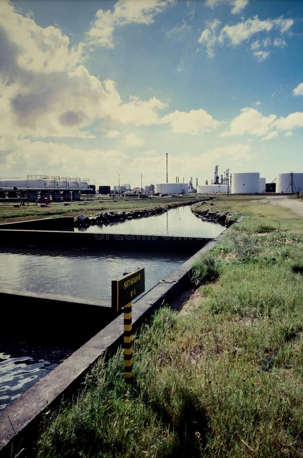 Treatment of Liquid Effluents from Oil Refineries. Stock Image - Image ...