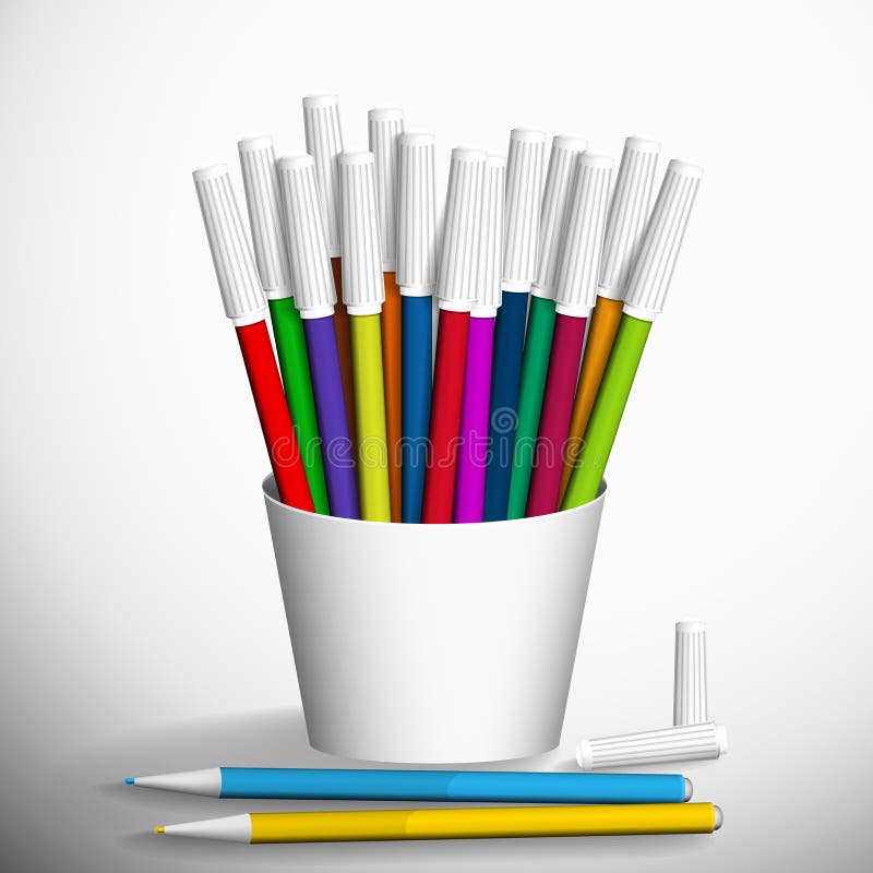 Filzstifte vektor abbildung. Illustration von blau, schule - 70079047