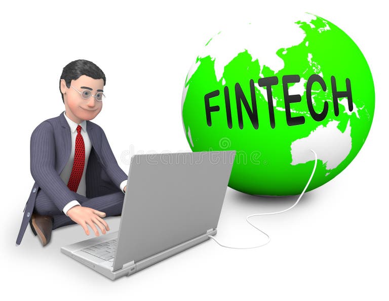 Fin Tech Financial Technology Business 3d Rendering Stock Illustration ...
