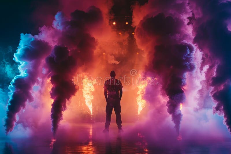 The Final Bow, the Stage Behind the Performers Erupting in a Controlled ...