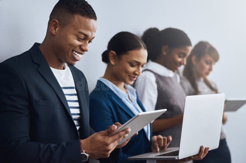 The Final Candidates. a Group of Young Businesspeople Waiting in Line ...