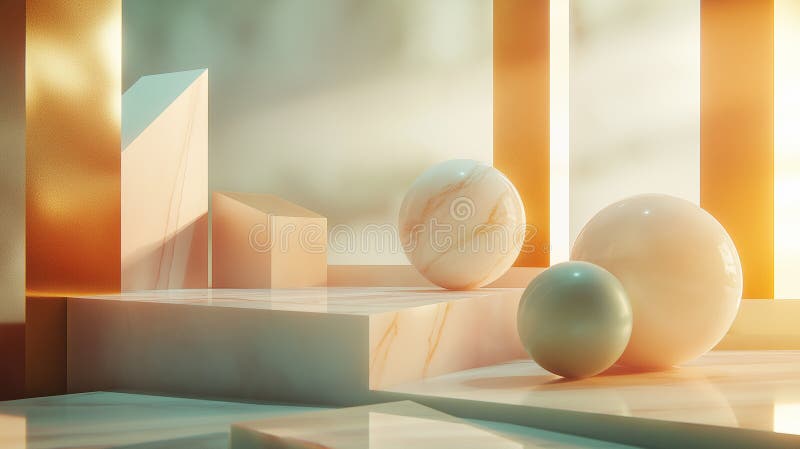 Final 3D Render of Geometric Forms with Artistic Post-Processing ...