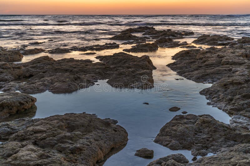 Final Dusk after Sunset on the Ocean with Last Light Stock Photo ...