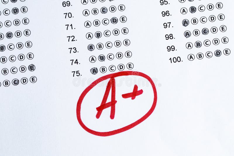 Final Exam Marked with a+ with Red Pencil Stock Photo - Image of marked ...