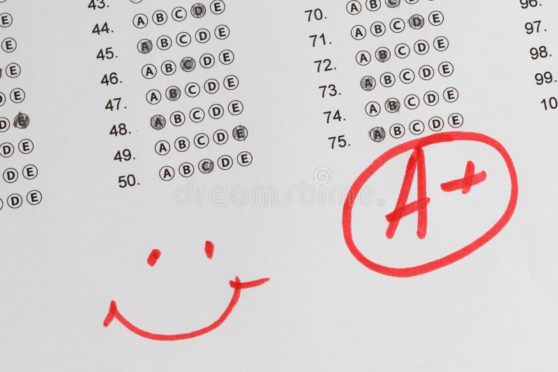 Final Exam Marked with a+ with Red Pencil Stock Image - Image of ...