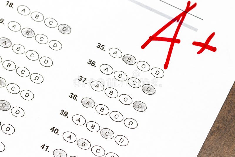 Final Exam Marked with a+ with Red Pencil Stock Image - Image of pass ...