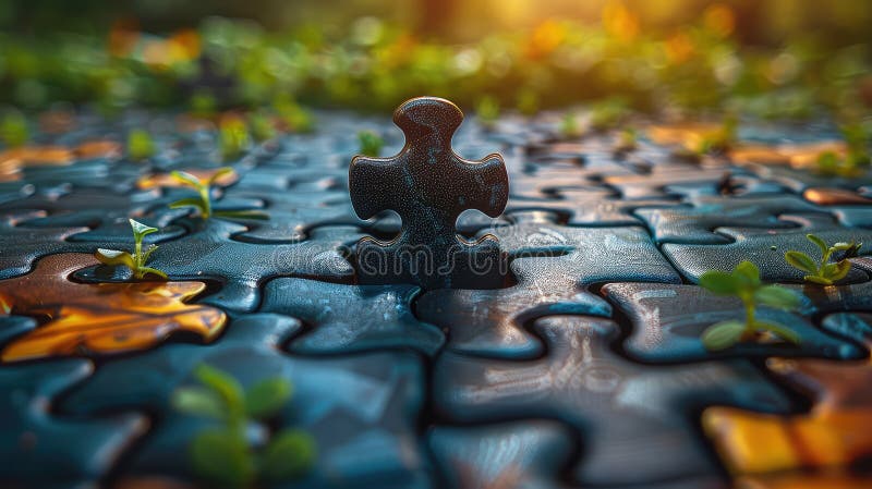 The Final Piece: a Single Puzzle Piece Standing Upright Amidst ...