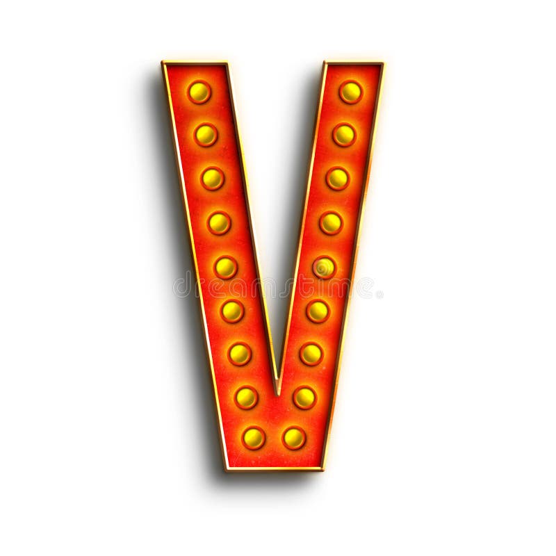 V Broadway Show Lights Red Alphabet Letter Stock Photo - Illustration ...