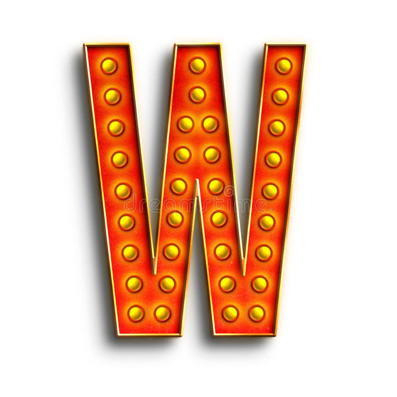 W Broadway Show Lights Red Alphabet Letter Stock Image - Illustration ...