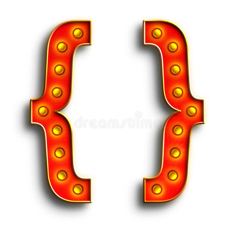 Brackets Broadway Show Circus Carnival Lights Red Symbol Alphabet Stock ...