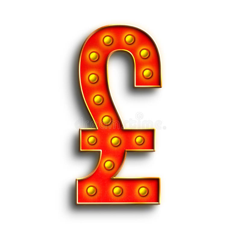 Pound Sterling Broadway Show Circus Carnival Lights Red Currency Symbol ...