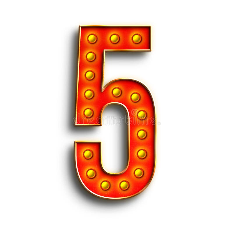 5 Five Broadway Show Circus Carnival Lights Red Number Alphabet Set ...