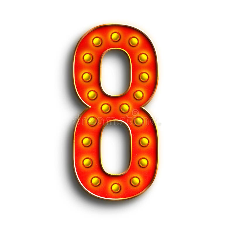 8 Eight Broadway Show Circus Carnival Lights Red Number Alphabet Set ...