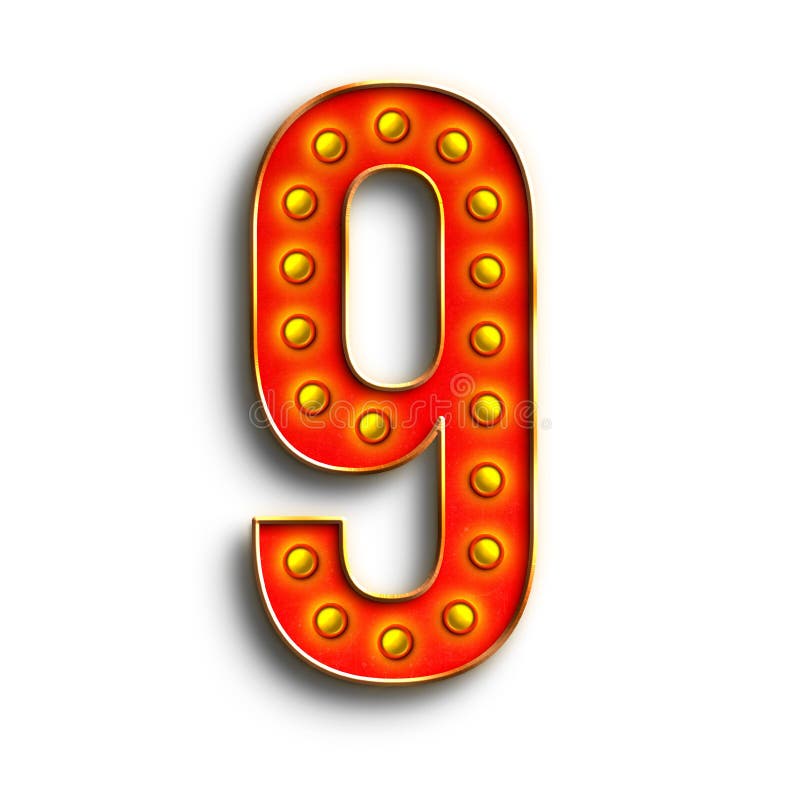 9 Nine Broadway Show Circus Carnival Lights Red Number Alphabet Set ...
