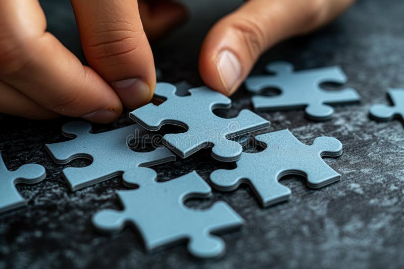 Final Puzzle Piece almost Connected Stock Photo - Image of fitting ...