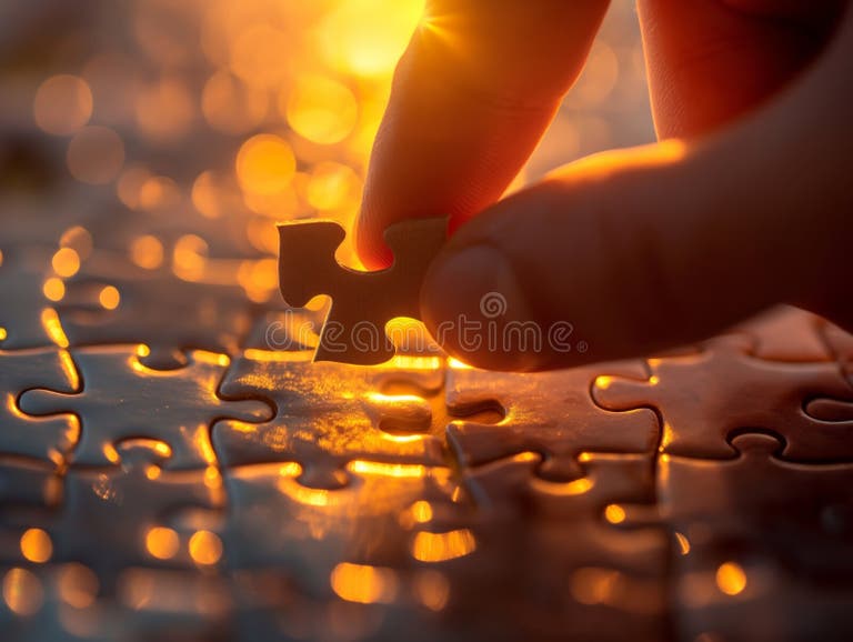 Final Puzzle Piece at Sunset Stock Photo - Image of hobby, concept ...