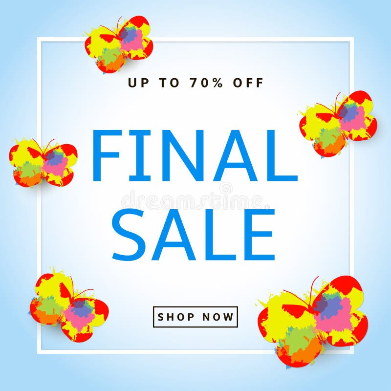 Final Sale. Creative Background with Butterflies. Colorful Template for ...