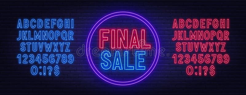 Final Sale Neon Sign on Dark Background. Template for Design. Stock ...