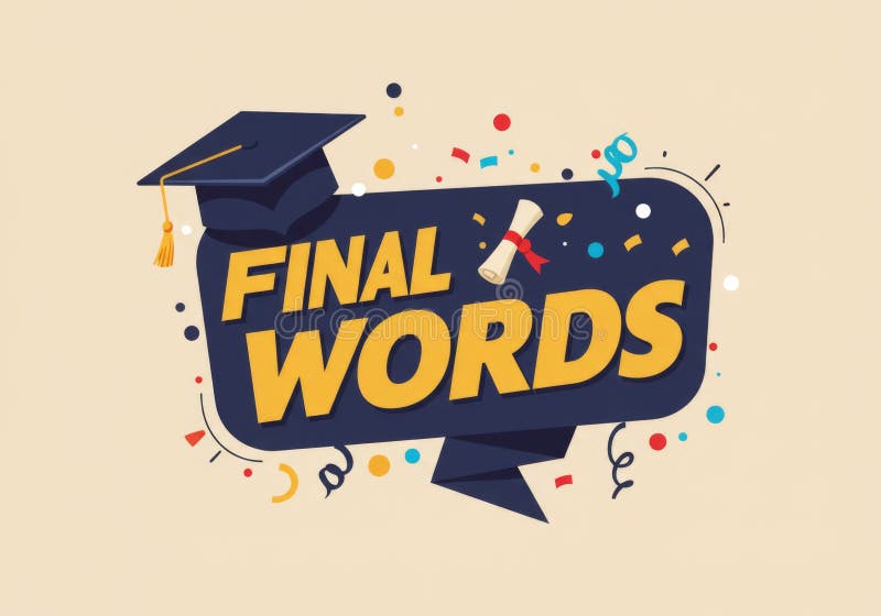 Final Words Graduation Announcement with Confetti Stock Illustration ...