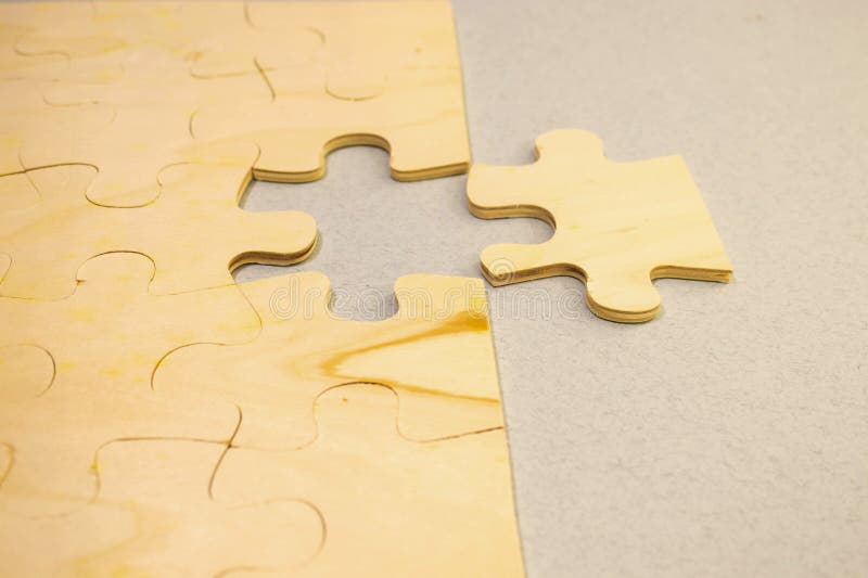 Finalize the Case. the Missing Wooden Puzzle. Stock Image - Image of ...
