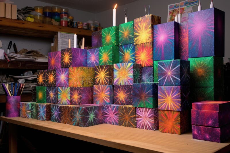 Finalized Fireworks Ready for Packaging Stock Illustration ...