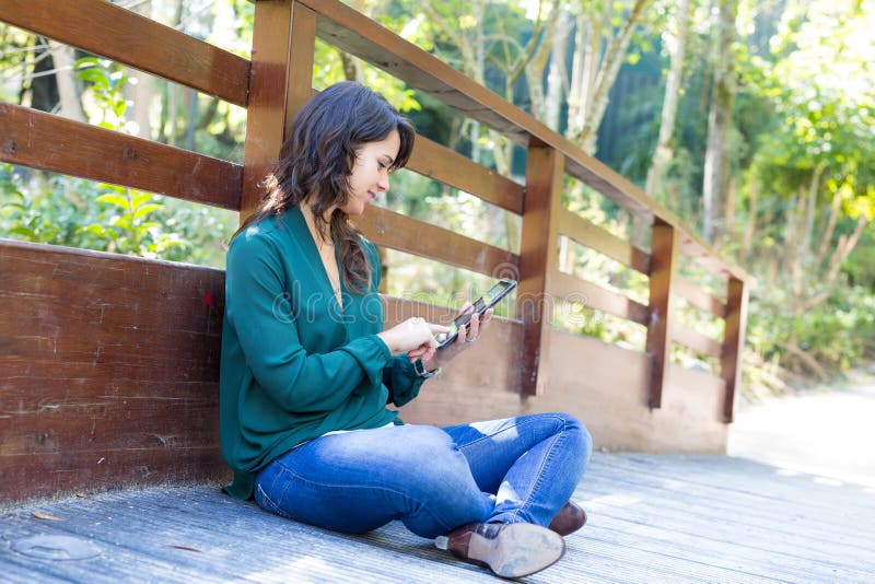 Finally ! a day off! stock photo. Image of bench, brunette - 80477206