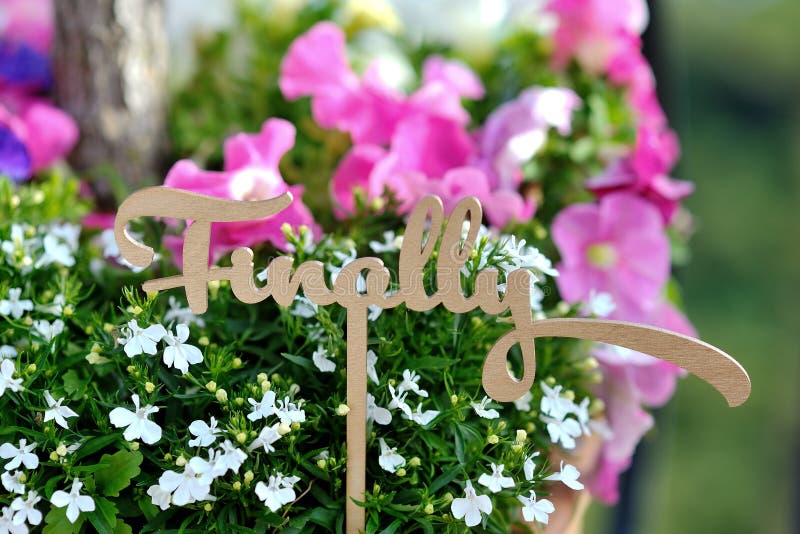 Finally Word Decoration, On Background Colored Flowers Stock Image ...