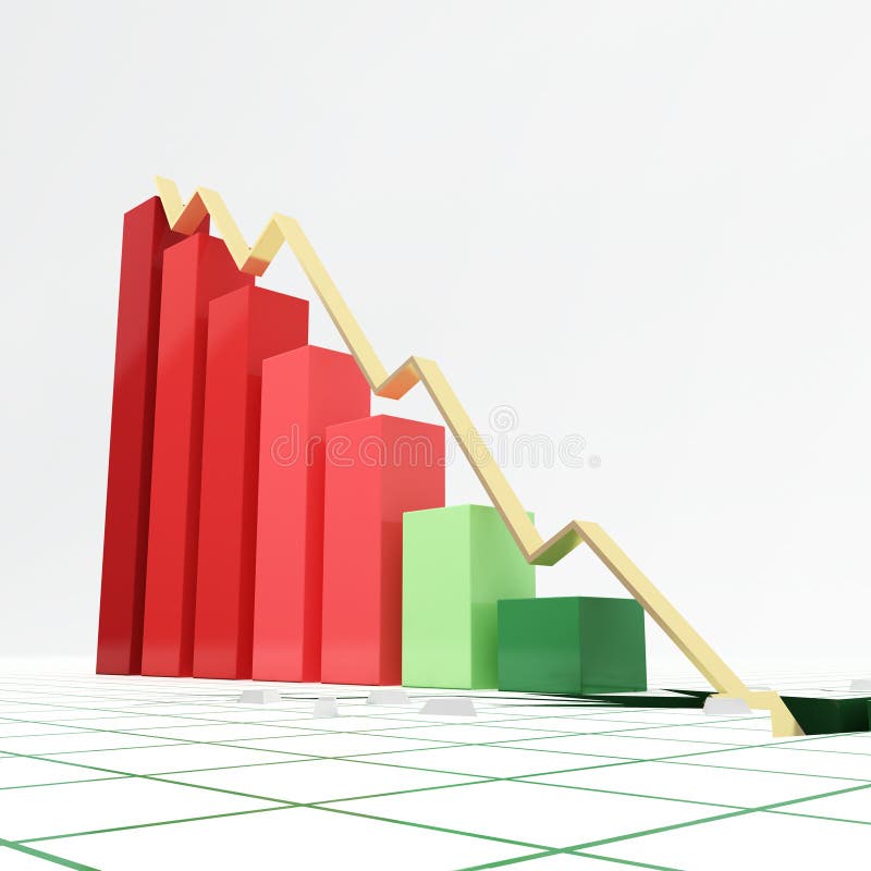 Financal Bar Graph Going Down Stock Illustration - Illustration of ...