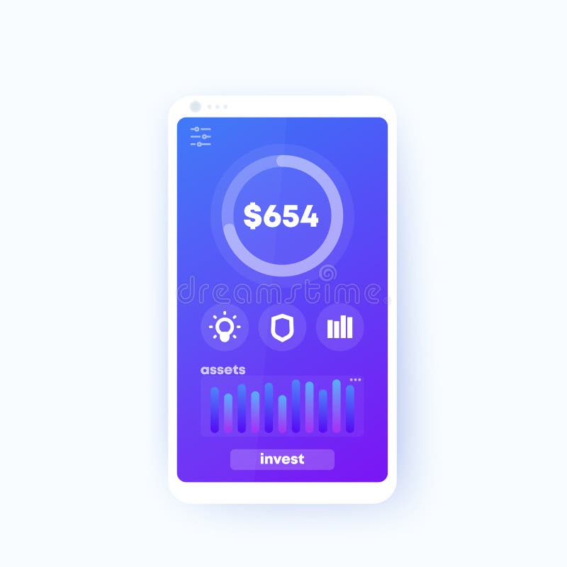Finance App Mobile Ui Design on Phone Screen Stock Vector ...