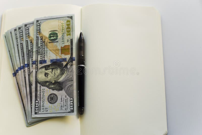 Finance - Bank Notes and Blank Notebook Stock Photo - Image of ...