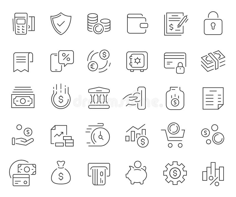Finance and Banking Line Icons Collection. Thin Outline Icons Pack ...
