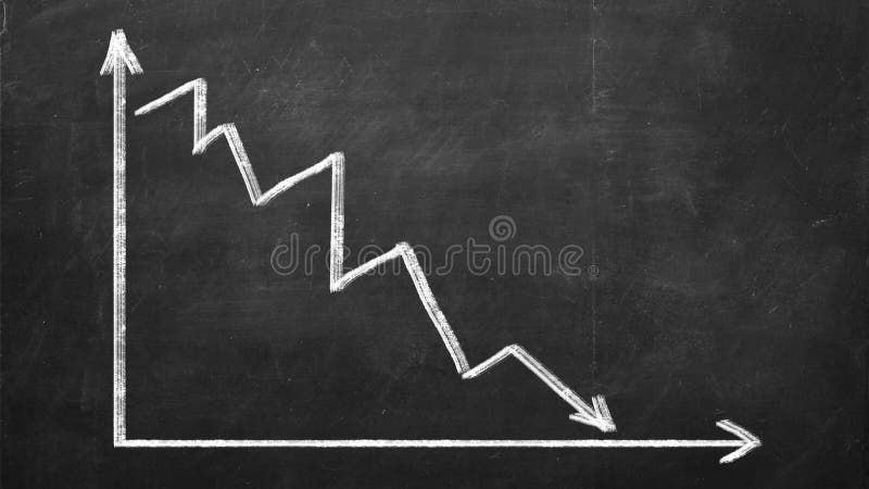 Finance Business Graph. Declining Line Graph Drawn with Chalk on ...