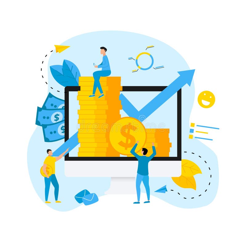 Finance and Business Growth Blue Arrow. Dollar Coins with Growth Arrow ...