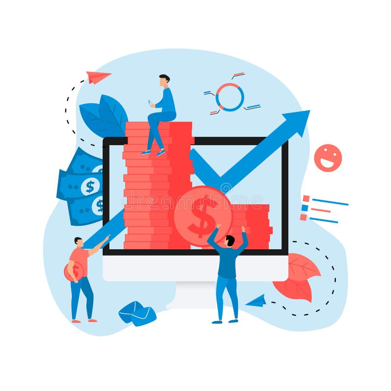 Finance and Business Growth Blue Arrow. Dollar Coins with Growth Arrow ...