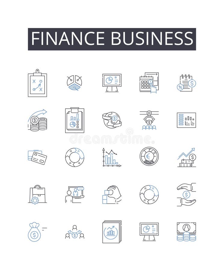 Finance Business Line Icons Collection. Planning, Goals, Objectives ...