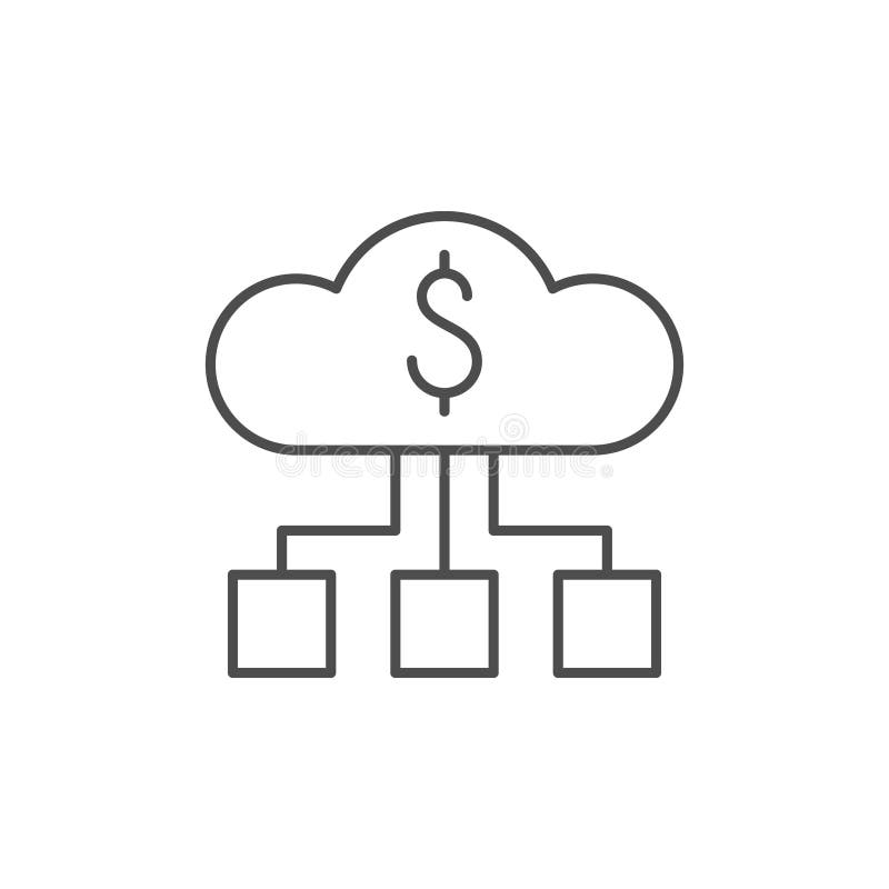 Finance Cloud Server Line Icon Stock Vector - Illustration of global ...