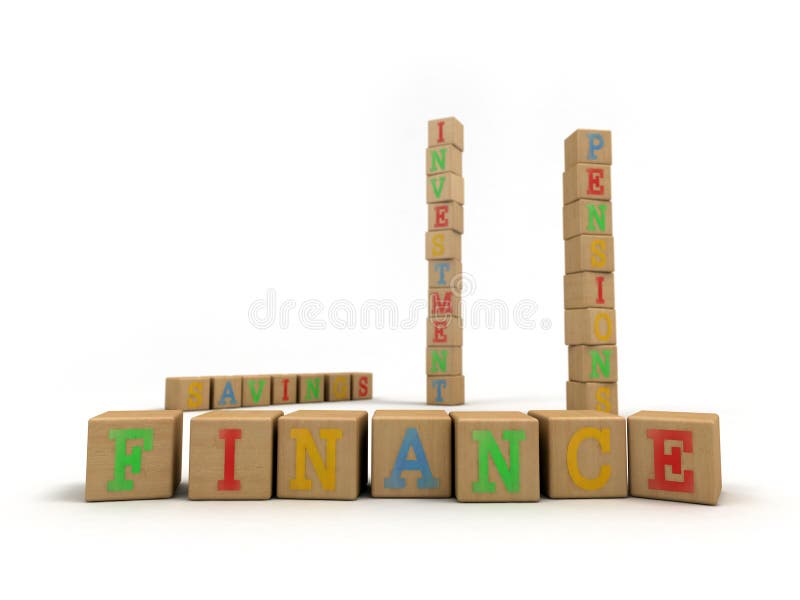 Finance Concept - Child S Play Building Blocks Stock Illustration ...