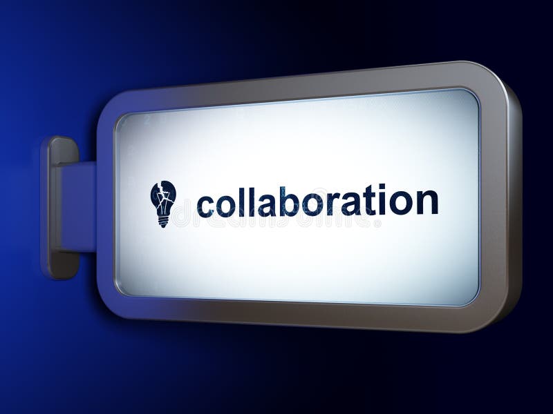 Finance Concept: Collaboration and Light Bulb on Billboard Background ...