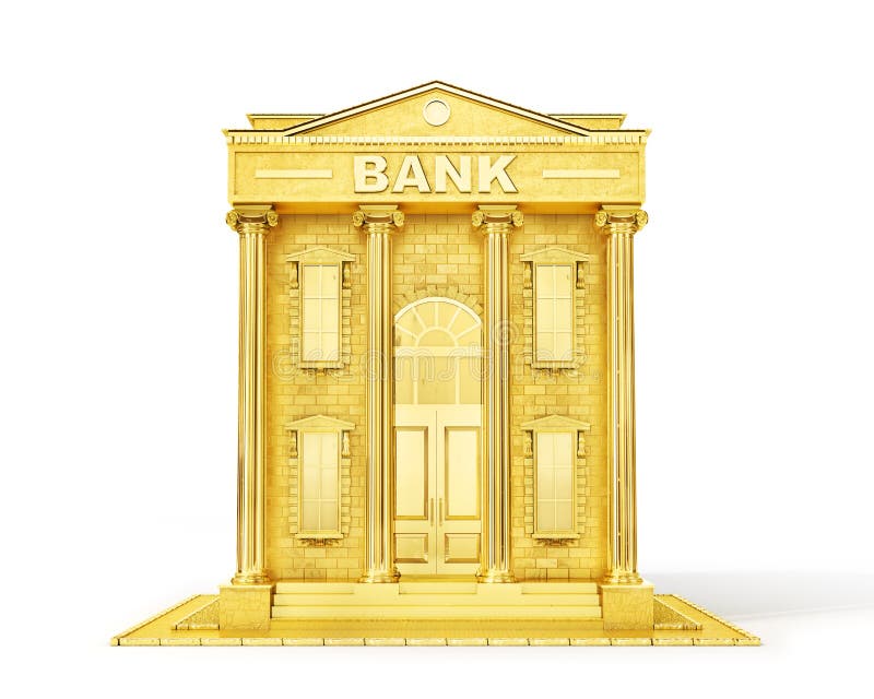 Finance Concept. Gold Bank Isolated on a White Stock Illustration ...